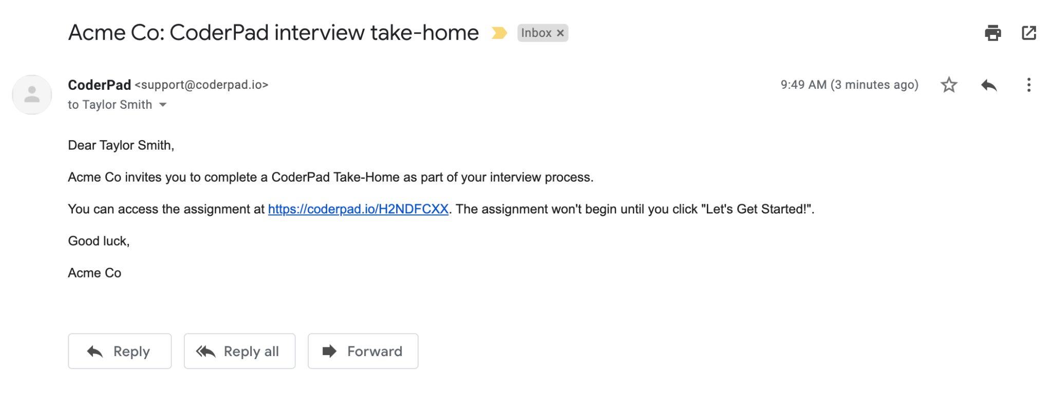 Greenhouse take-home integration - CoderPad Interview Docs