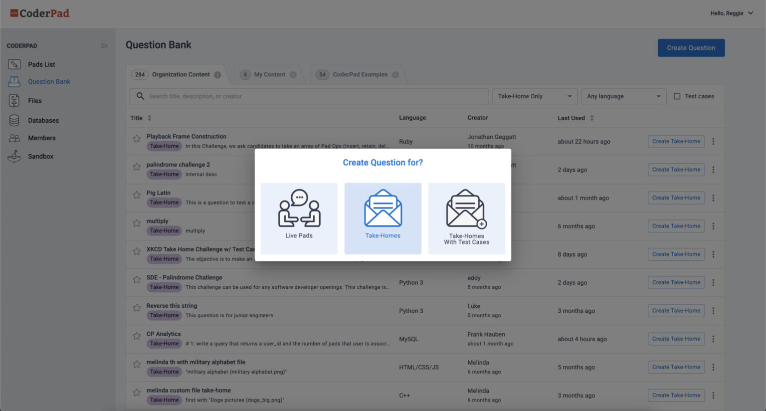 Take Home Projects Coderpad