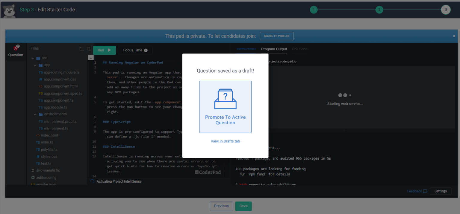 Creating and editing questions - CoderPad Interview Docs