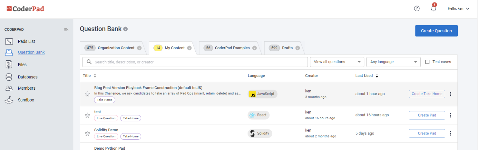 Creating a pad - CoderPad Interview Docs