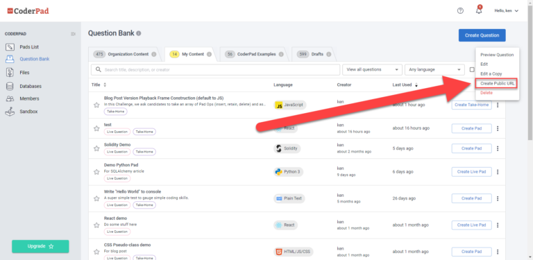 Creating a pad - CoderPad Interview Docs