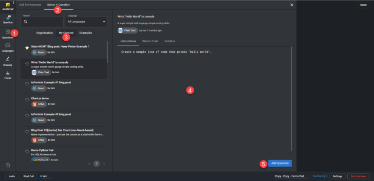 Creating and editing questions - CoderPad Interview Docs