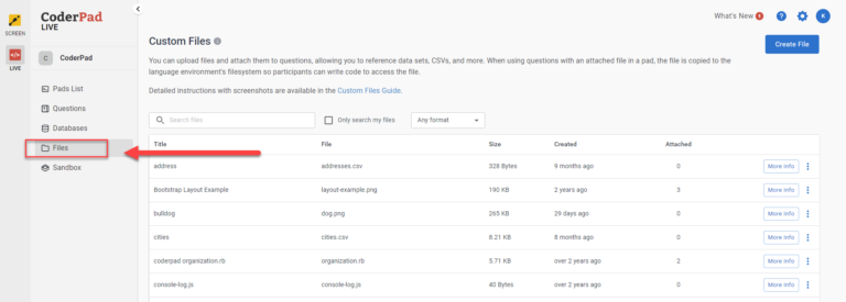 Custom files - CoderPad Interview Docs