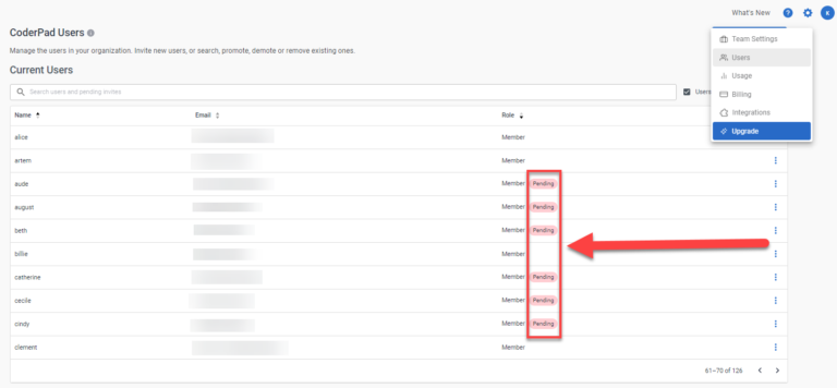 Team management - CoderPad Interview Docs