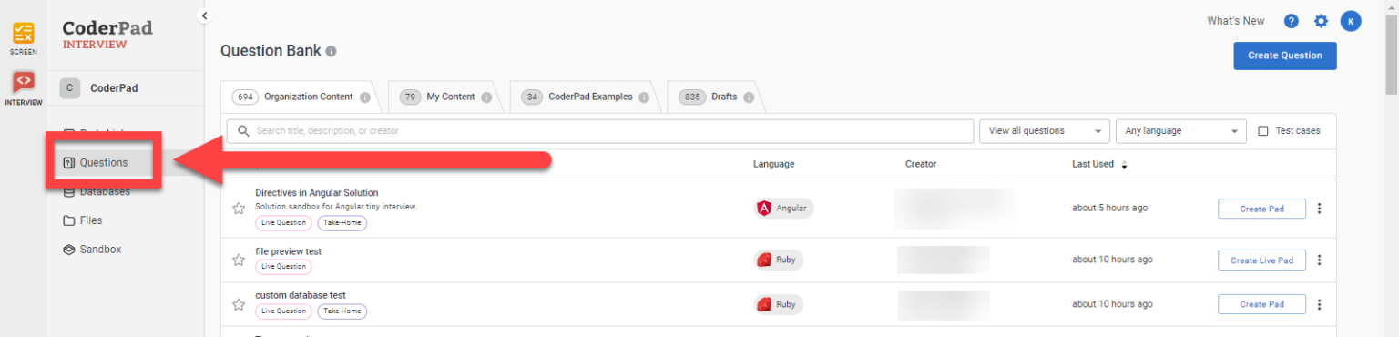 Creating a pad - CoderPad Interview Docs