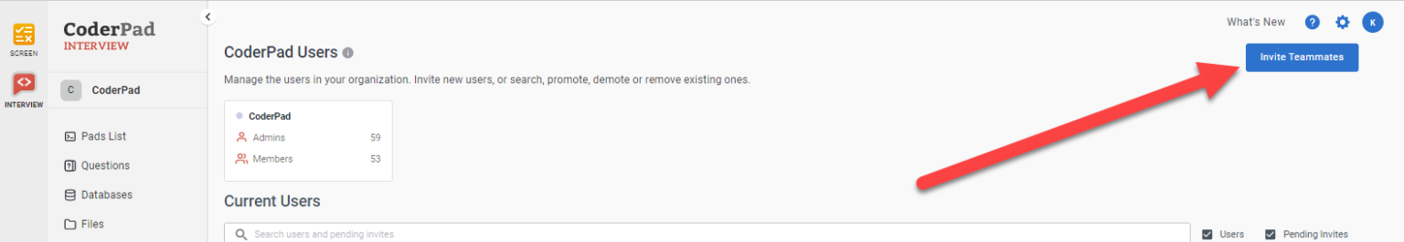 Team management - CoderPad Interview Docs