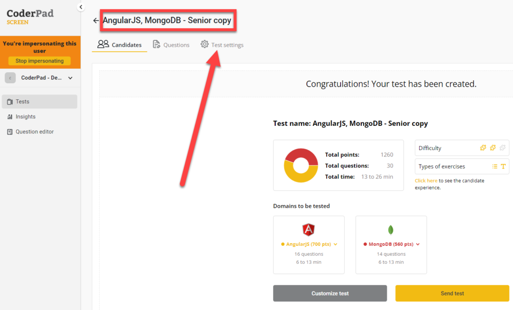 Test management - CoderPad Screen Docs