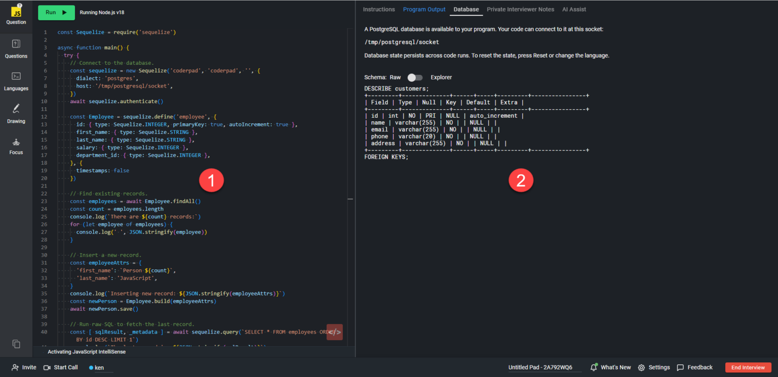 Databases - CoderPad Interview Docs